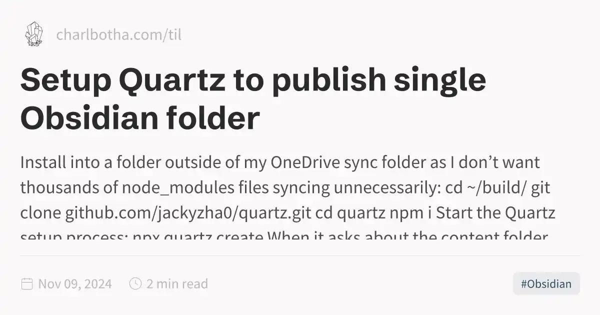 Setup Quartz to publish single Obsidian folder