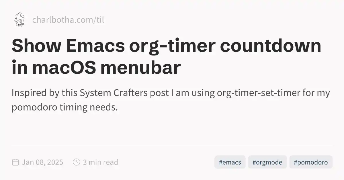Show Emacs org-timer countdown in macOS menubar